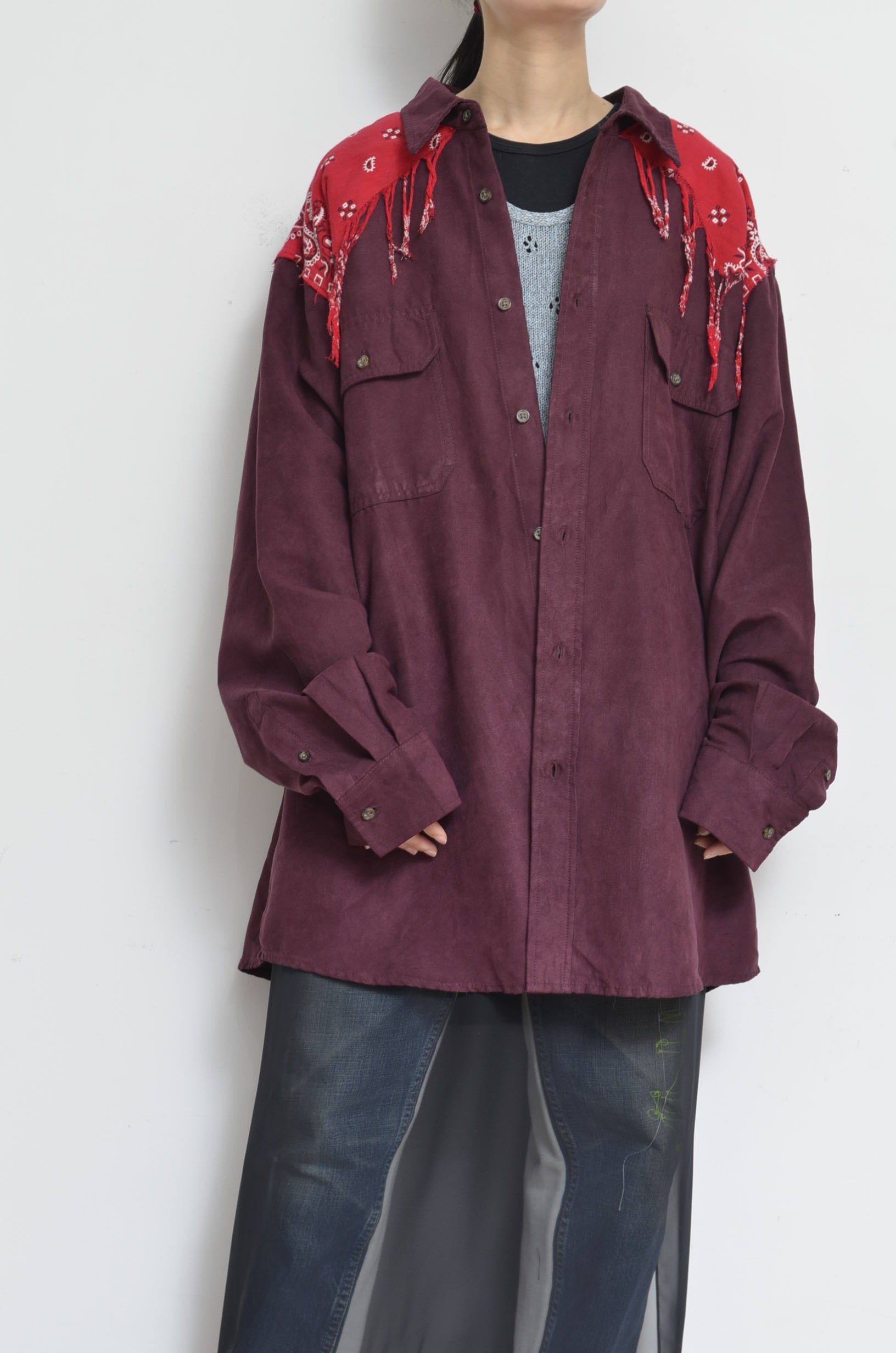 BANDANA FRINGE FAKE SUEDE SH / RED – here/YEAH RIGHT!!