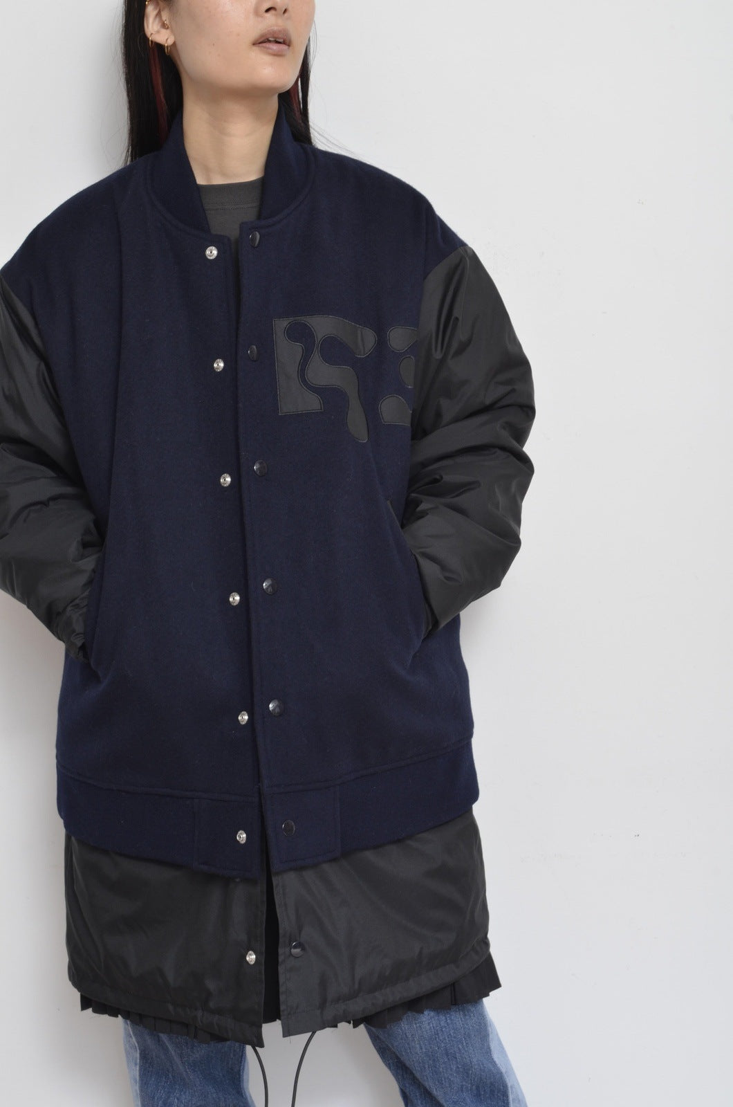 REMIX MELTON LAYER STADIUM JACKET/NAV/01 – here/YEAH RIGHT!!