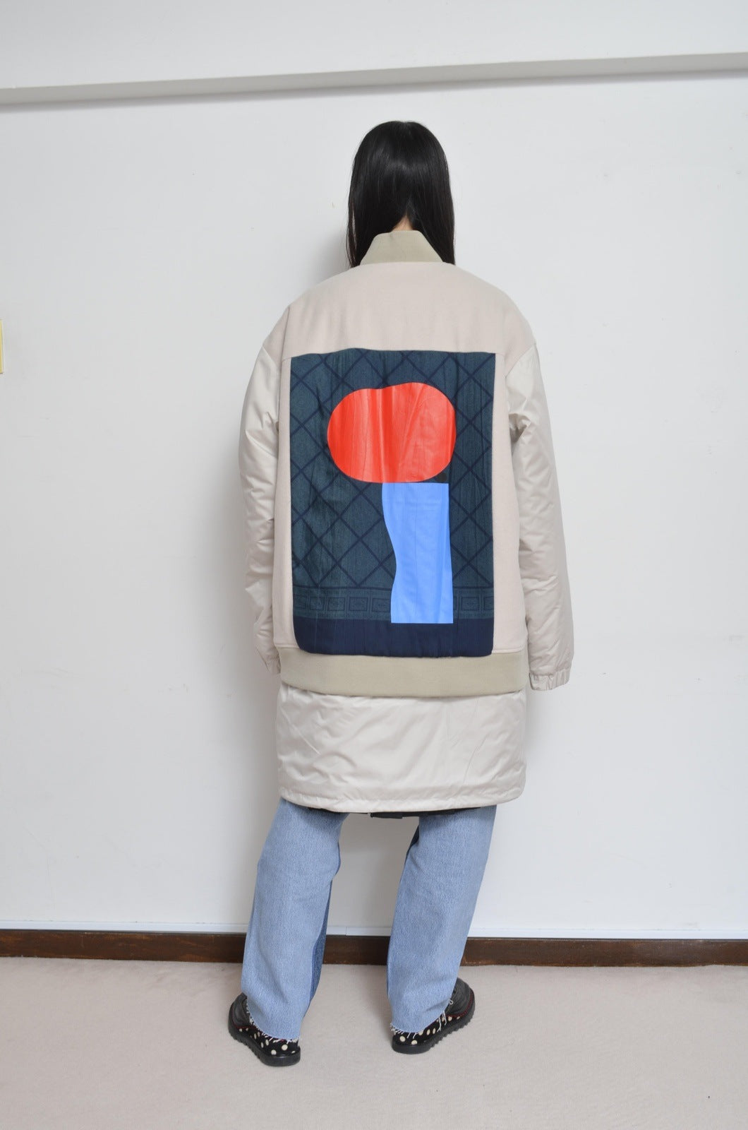 REMIX MELTON LAYER STADIUM JACKET(PRINT)/BEG/Mi/02 – here/YEAH RIGHT!!