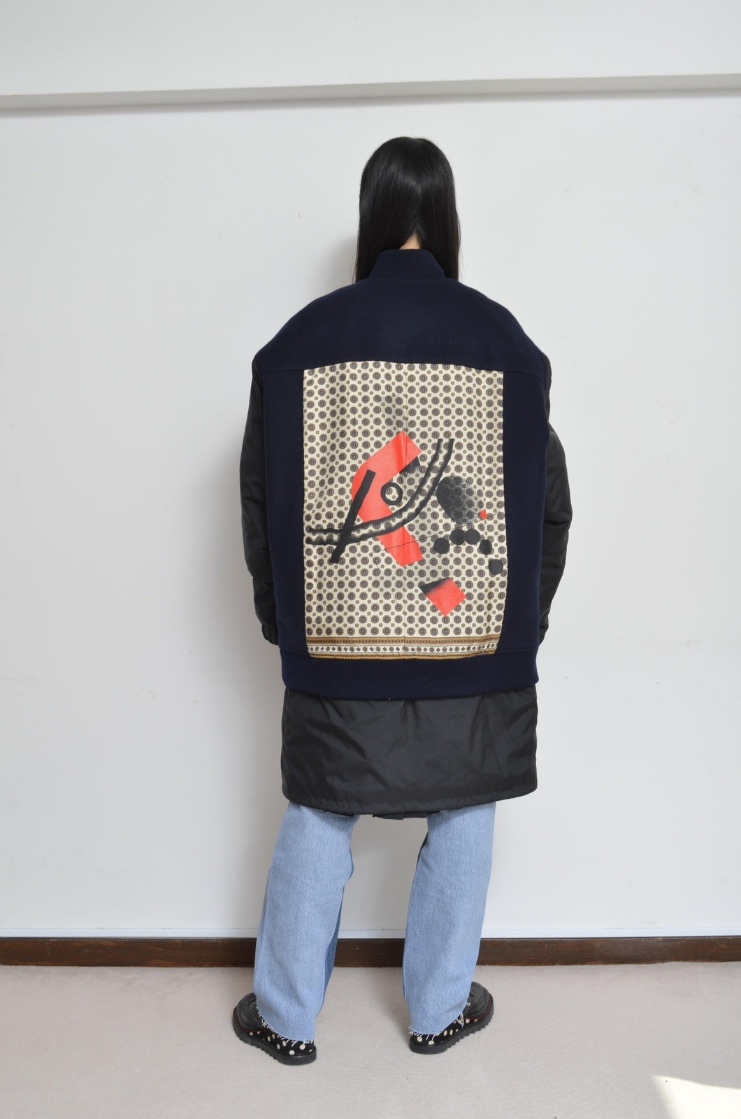 REMIX MELTON LAYER STADIUM JACKET(PRINT)/NAV/X/02 – here/YEAH RIGHT!!